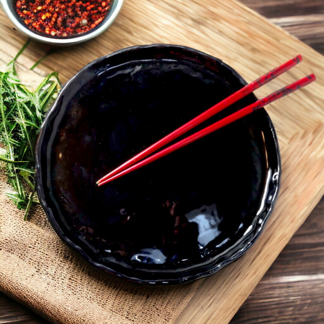 Ceramic Handmade Black Dinner Plate, Goth Kitchen Decor, Modern Kitchen ...