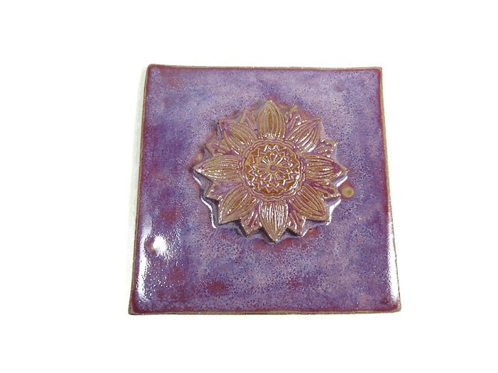 Ceramic Tile, Decorative Flower Tile, Sunflower Decor, Ceramic Wall Art ...