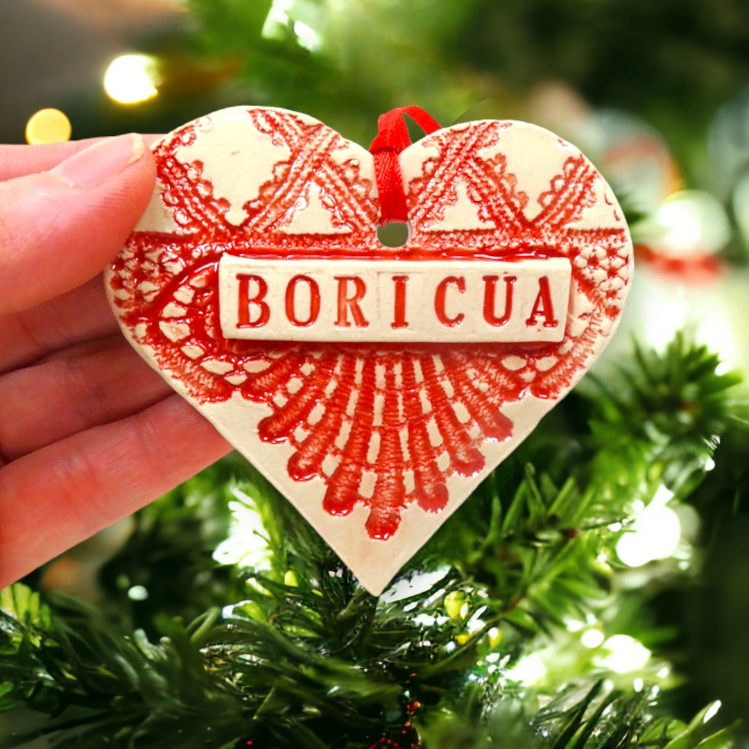 Boricua Heart Ornament, Puerto Rican Gift, Puerto Rico Ornament ...
