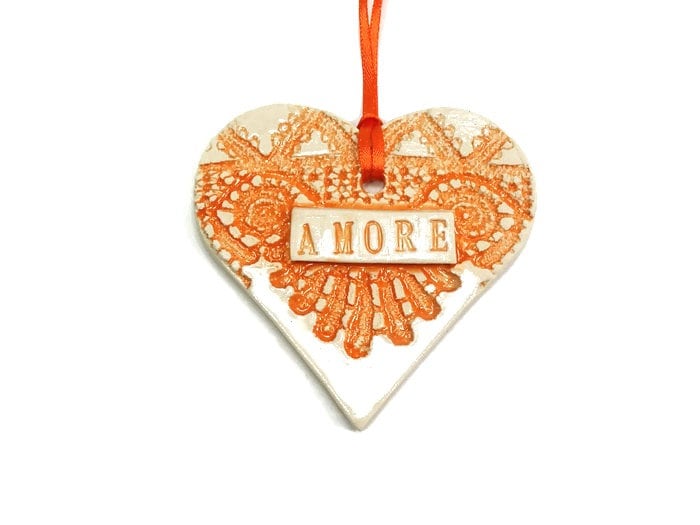 Amore Heart Ornament Valentine Heart Italian Wedding Favor | Etsy