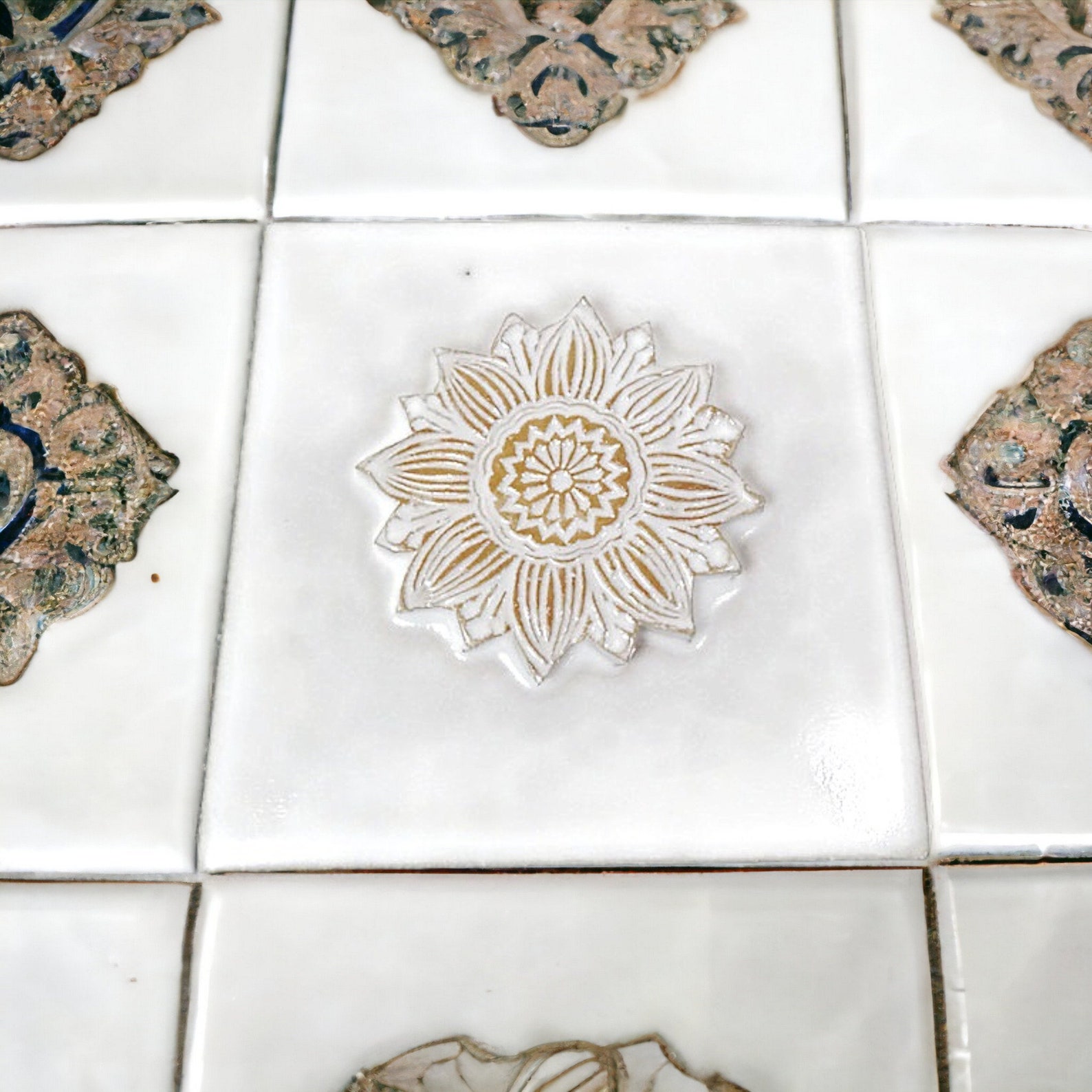 Ceramic Tile, Decorative Flower Tile, Sunflower Decor, Ceramic Wall Art ...