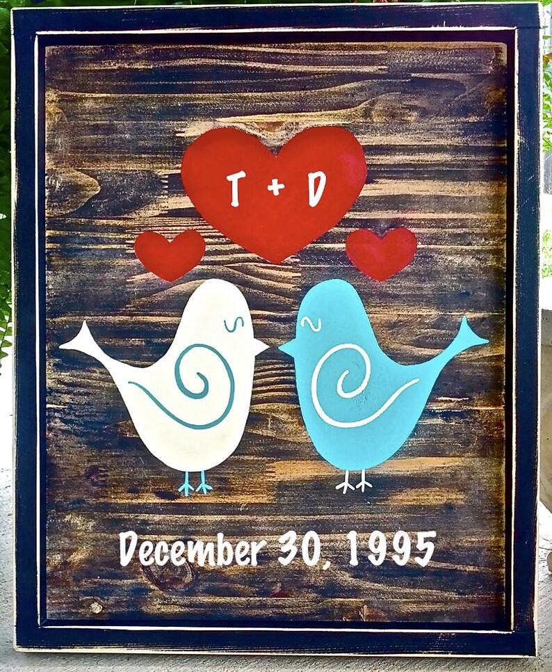 Wedding Love Birds Sign Bridal Shower Personalized Gift Keepsake ...