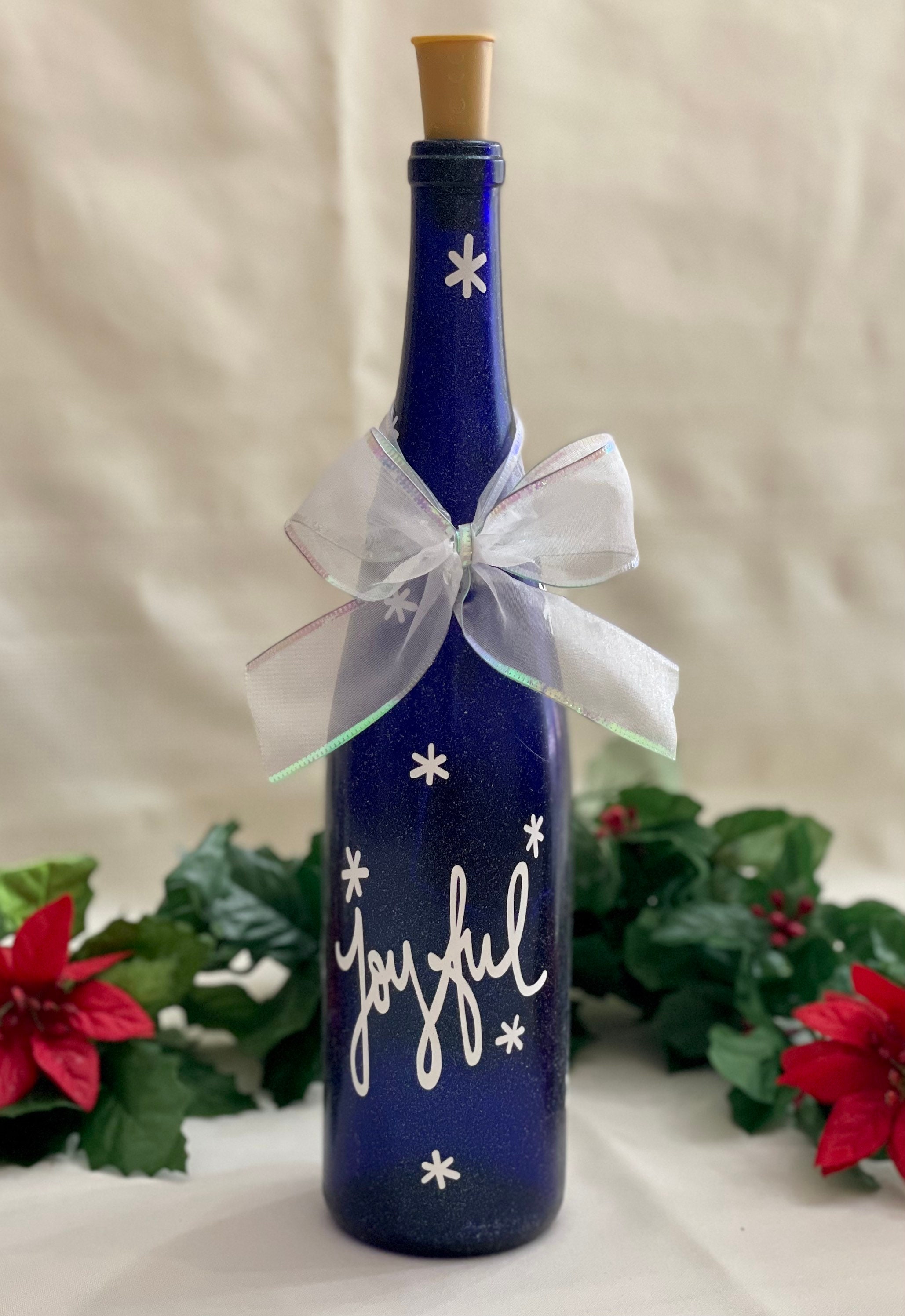Wine Bottle Joyful Theme and Cork Lights - Etsy