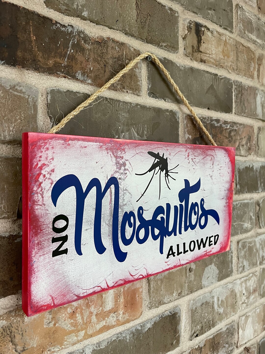 Patriotic Porch Deck Fun Wood Sign No Mosquitos Allowed Great Gift for ...