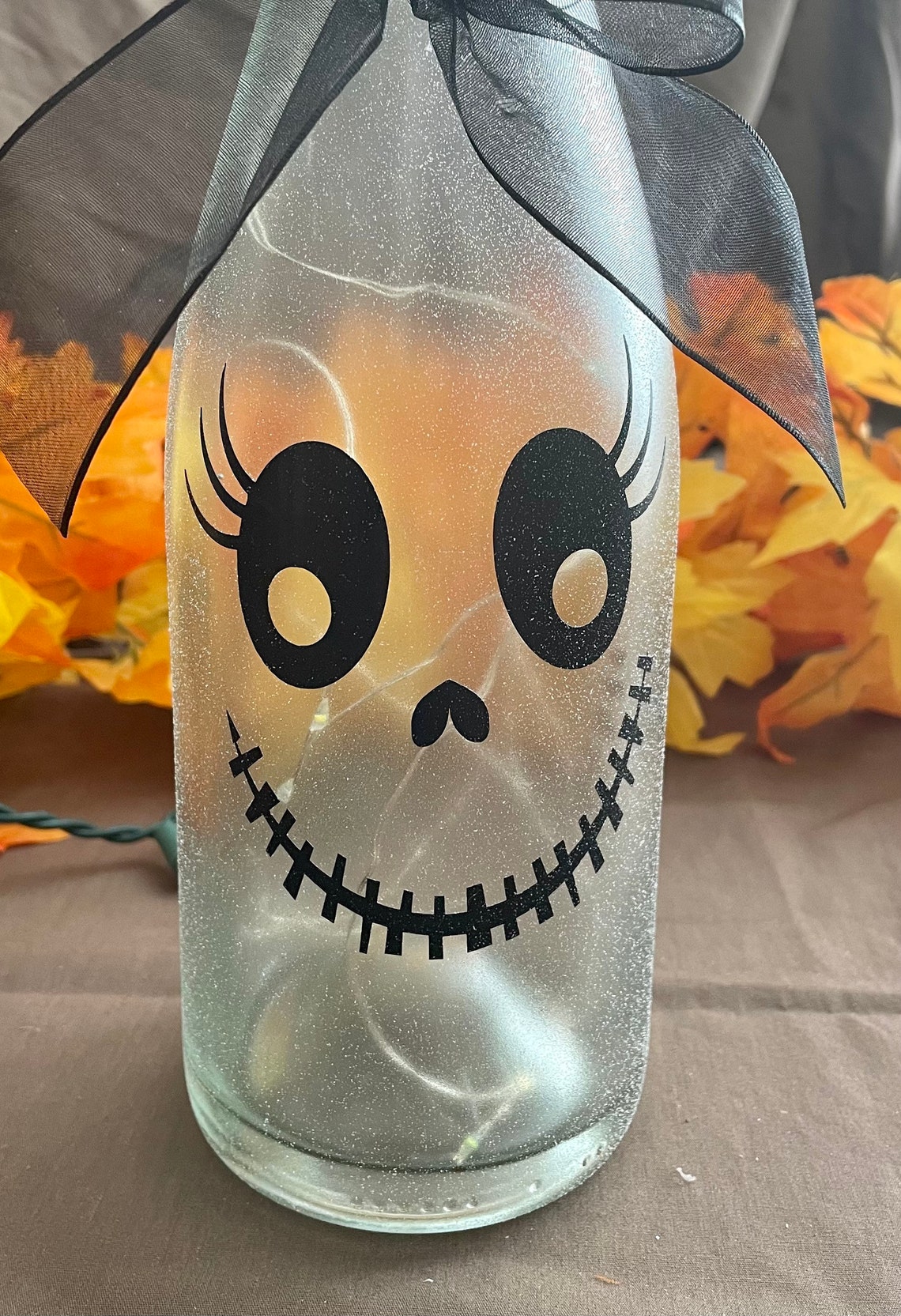 Halloween Wine Bottle “ms. Skeleton” With Colored Cork Lights - Etsy