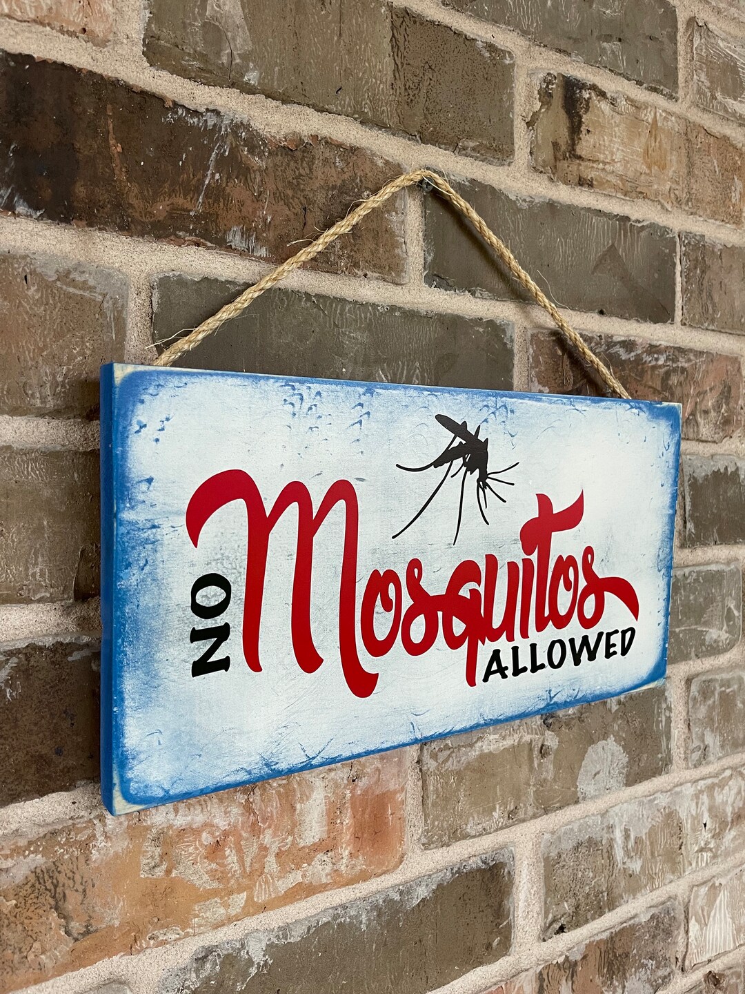 Patriotic Porch Deck Fun Wood Sign No Mosquitos Allowed Great Gift for ...