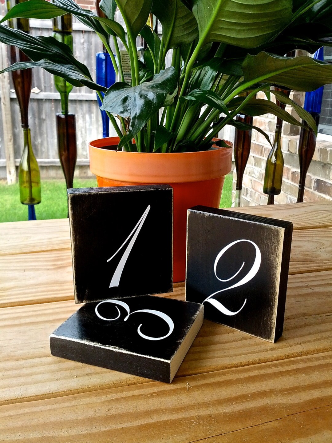 Wedding Table Numbers Rustic Gothic Boho Cottage Wood Country Black and ...