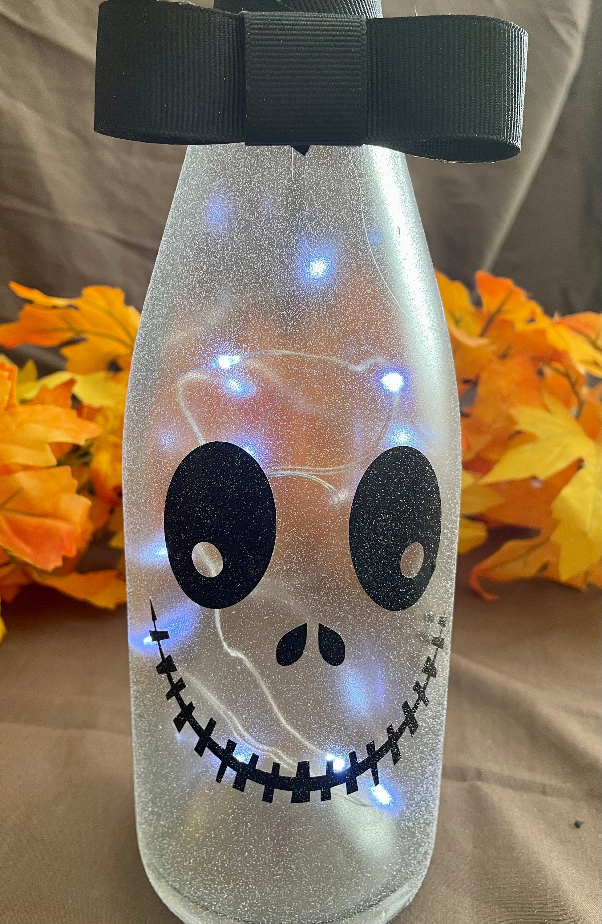 Halloween Wine Bottle “mr. Skeleton” With Cork Lights - Etsy