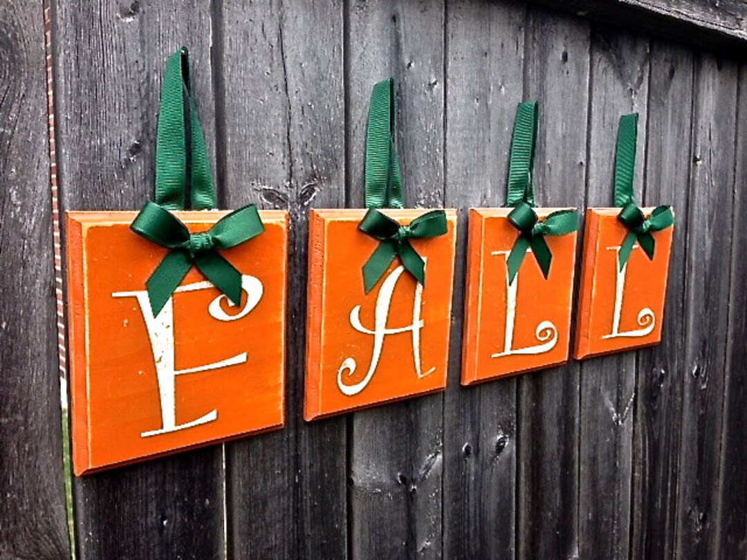 Hanging Wood Sign With Green Ribbon, Fall Decor Sign, Thanksgiving ...