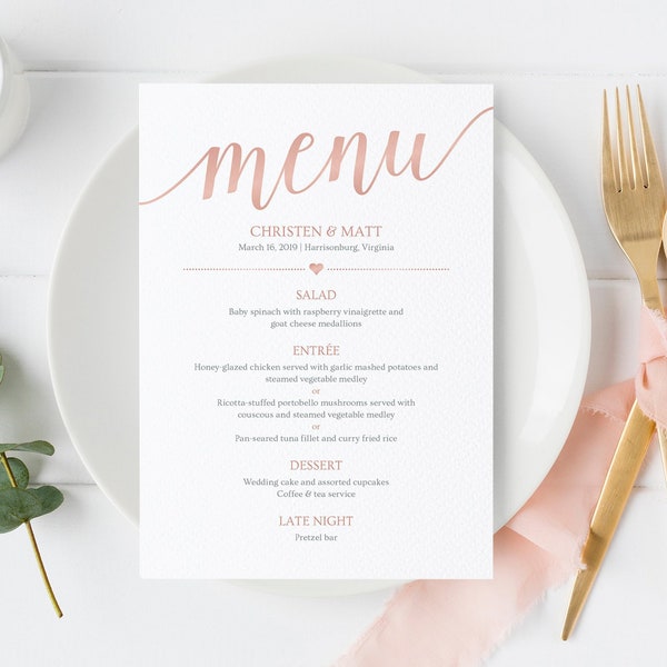 Gold Menu - Etsy