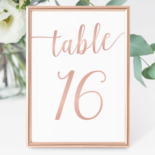 Rose Gold Table Numbers 1-40 / Printable Table Numbers Rose - Etsy