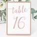 Rose Gold Table Numbers 1-40 / Printable Table Numbers Rose Gold ...