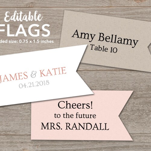 Editable Toothpick Flag Template / Favor Flags Drink Straw - Etsy
