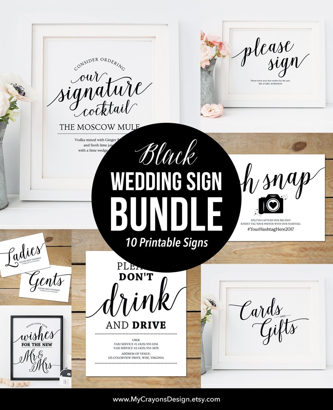 Wedding Sign Bundle SAVE 65% / Printable Wedding Signs Set / Instant ...