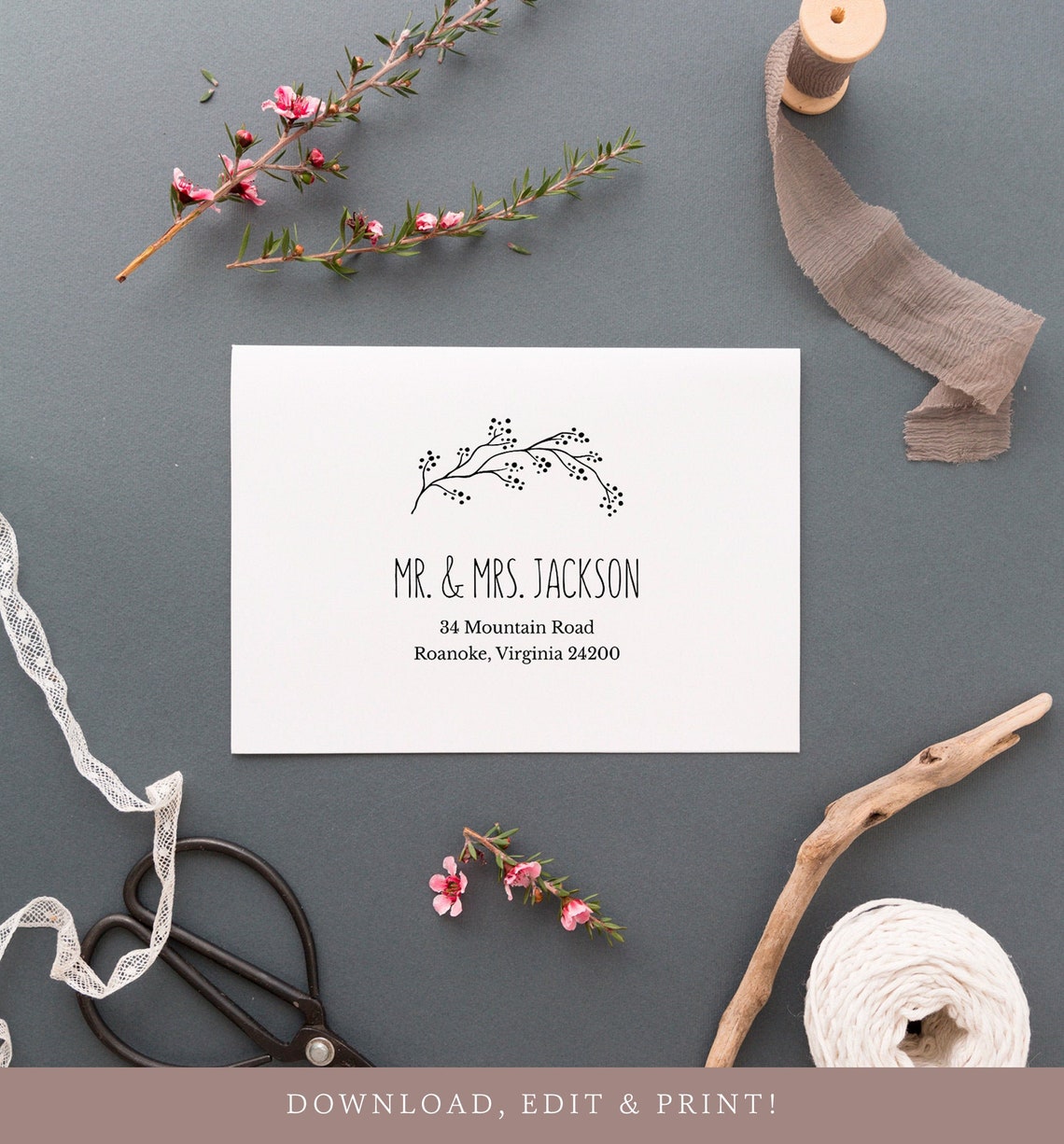 Rustic Envelope Template Envelope Addressing Template | Etsy