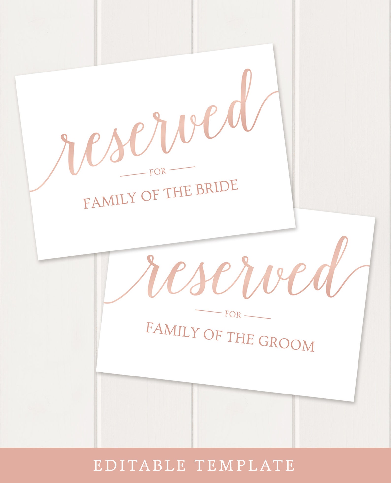 Reserved Table Sign Template Reserved Sign Wedding Rose Gold - Etsy