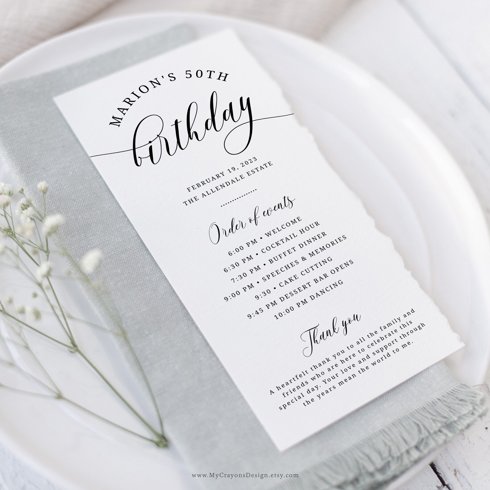 Birthday Program Template Birthday Itinerary Template - Etsy