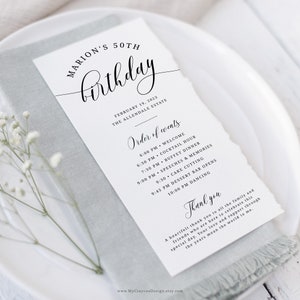 Birthday Program Template, Birthday Itinerary Template, Editable ...