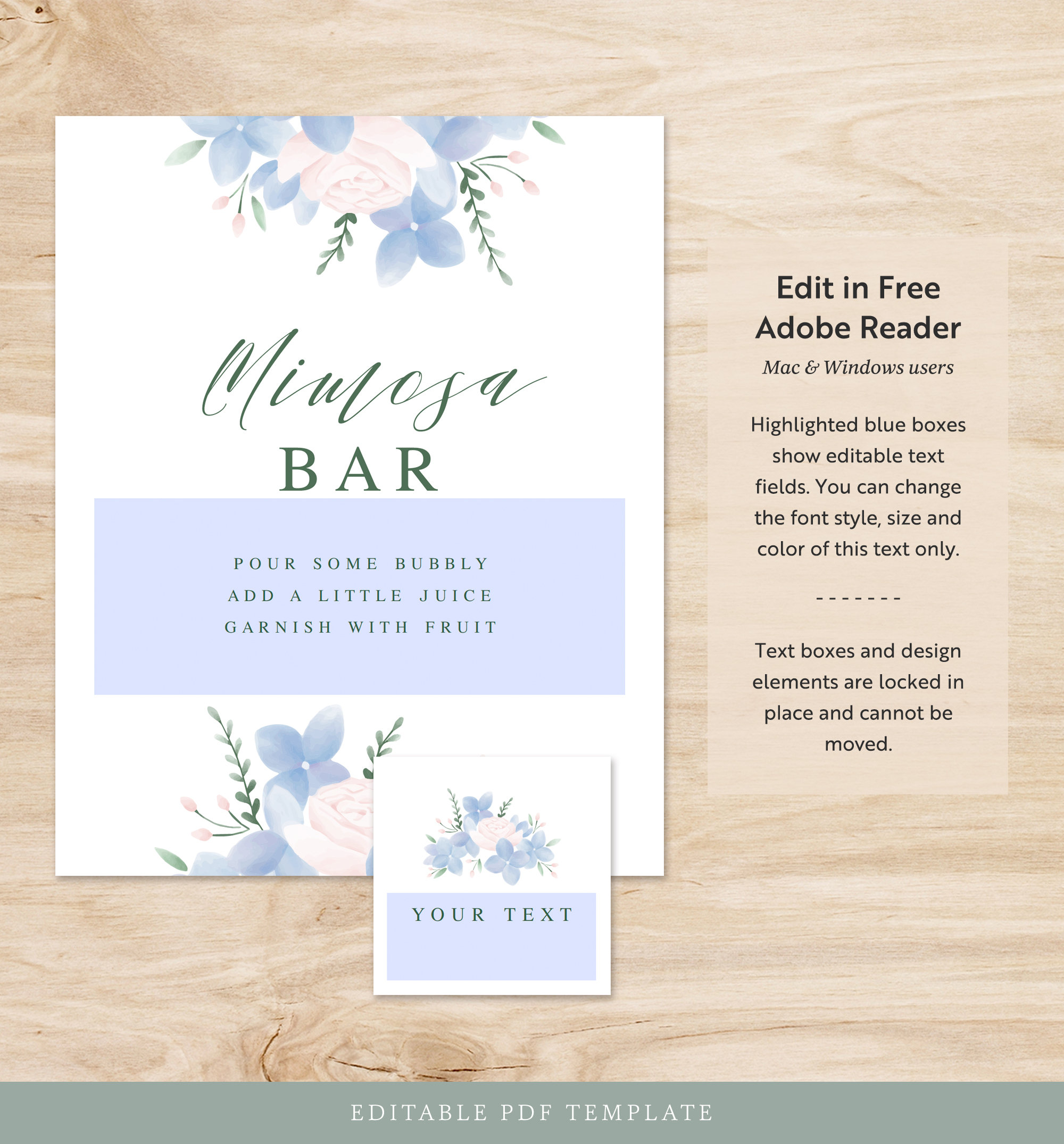 Mimosa Bar Sign and Tags Printable Mimosa Bar Tags Dusty - Etsy