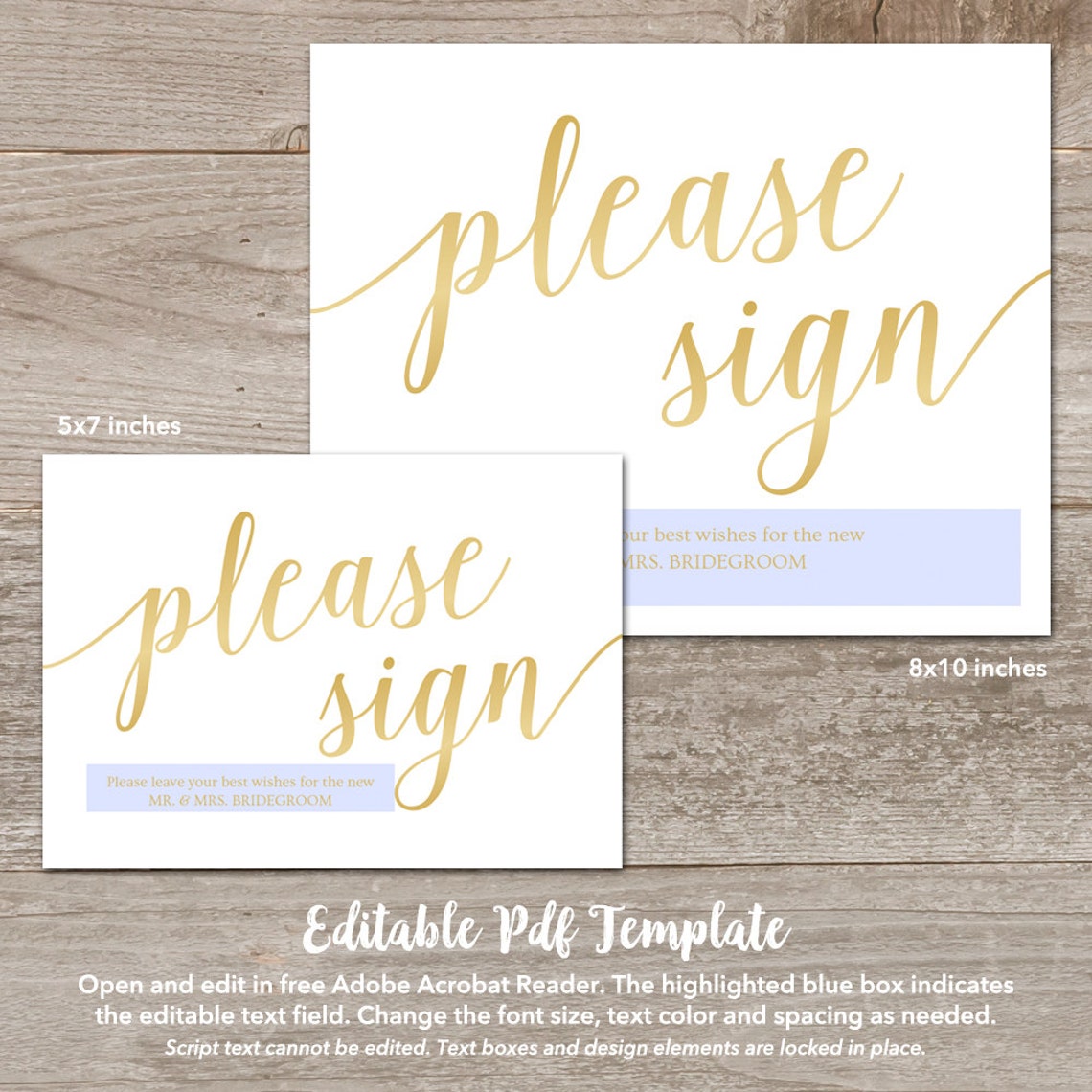 Gold Wedding Guest Book Sign Printable / Please Sign Guest - Etsy