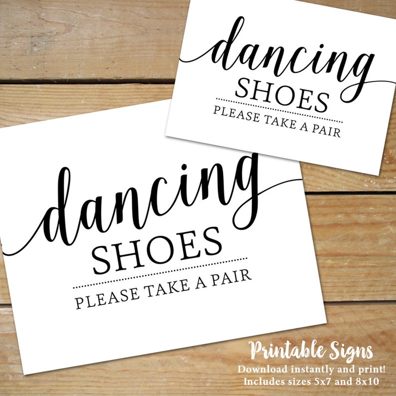 Flip Flop Sign Wedding Printable / Dancing Shoes Signs for - Etsy