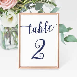 Navy Table Numbers Wedding Printables / Printable Table Numbers 1-40 ...