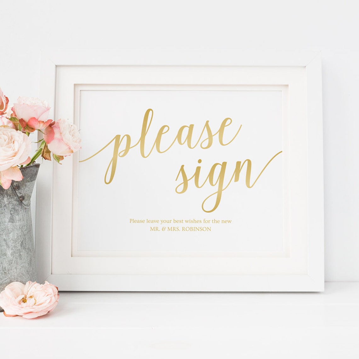Gold Wedding Guest Book Sign Printable / Please Sign Guest - Etsy