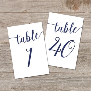 Navy Table Numbers Wedding Printables / Printable Table Numbers 1-40 ...