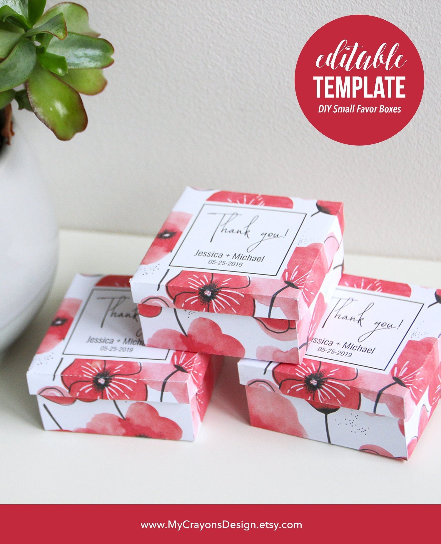 Floral Favor Box Template Small Gift Box Printable DIY | Etsy
