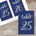 Navy Table Numbers Printable 1-40, Navy Wedding Decor, Table Numbers ...
