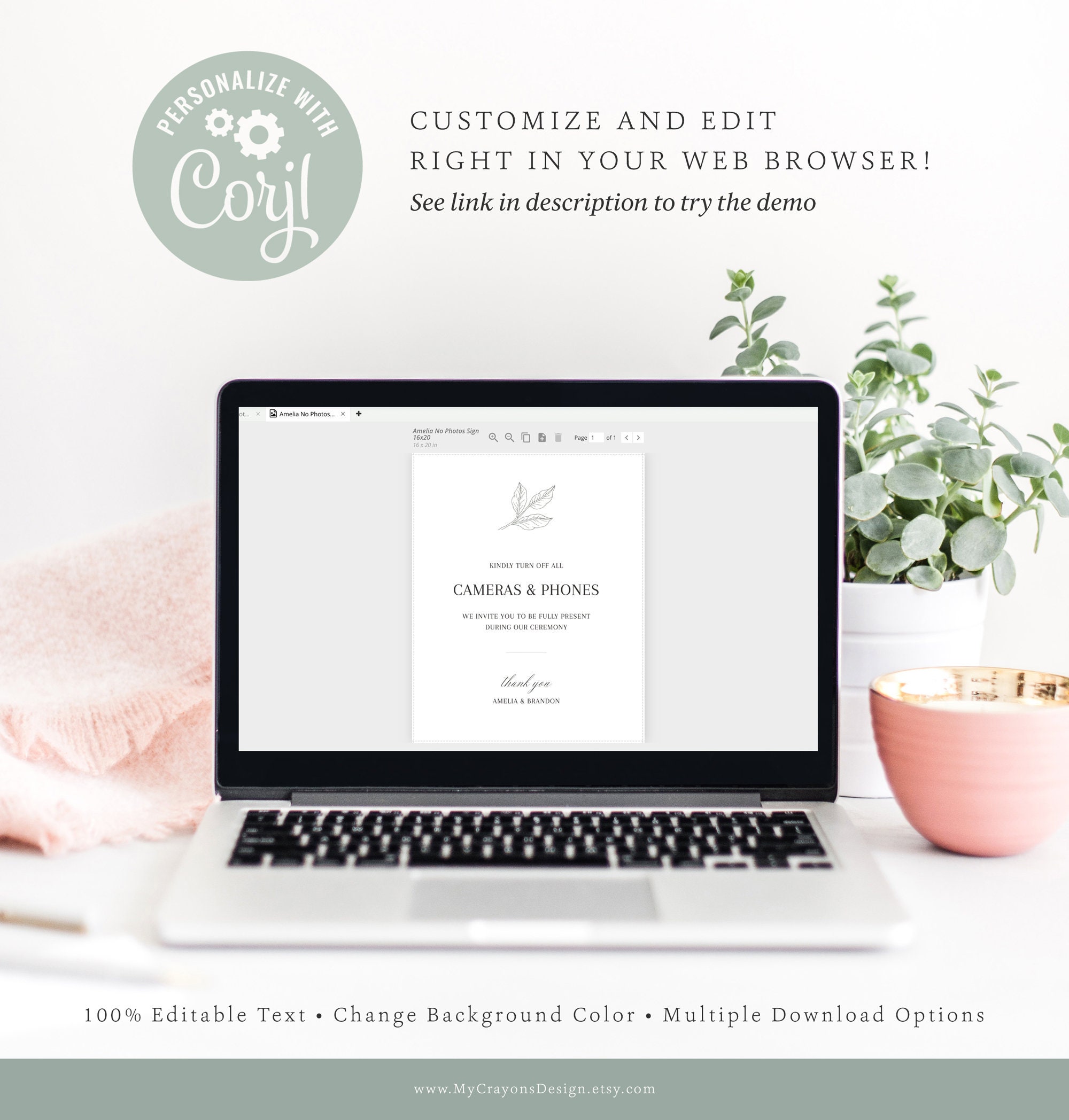 Unplugged Ceremony Sign No Phones Ceremony Sign No Photos | Etsy