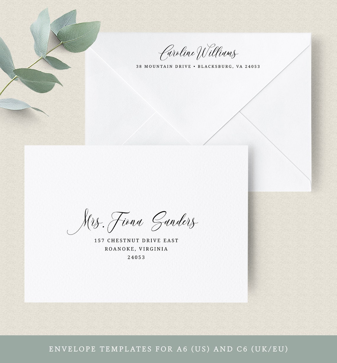 Envelope Template A6 C6 Wedding Envelope Address Template - Etsy