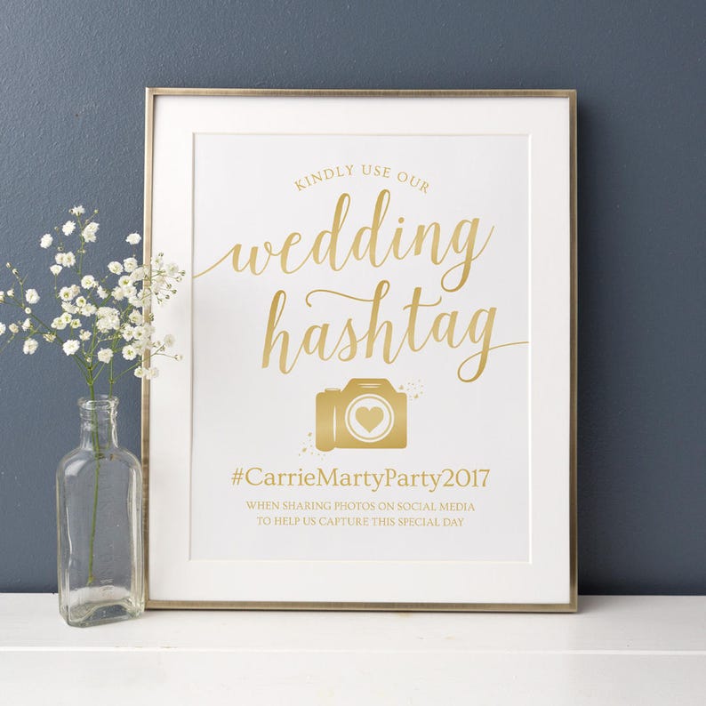 Gold Wedding Hashtag Sign / Printable Hashtag Sign / Editable - Etsy