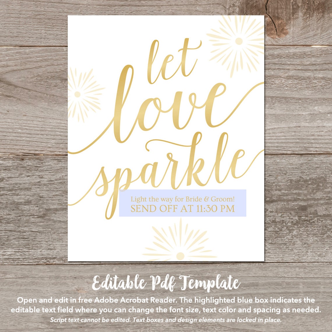 Let Love Sparkle Send Off Sign Gold Wedding Send Off Sign | Etsy