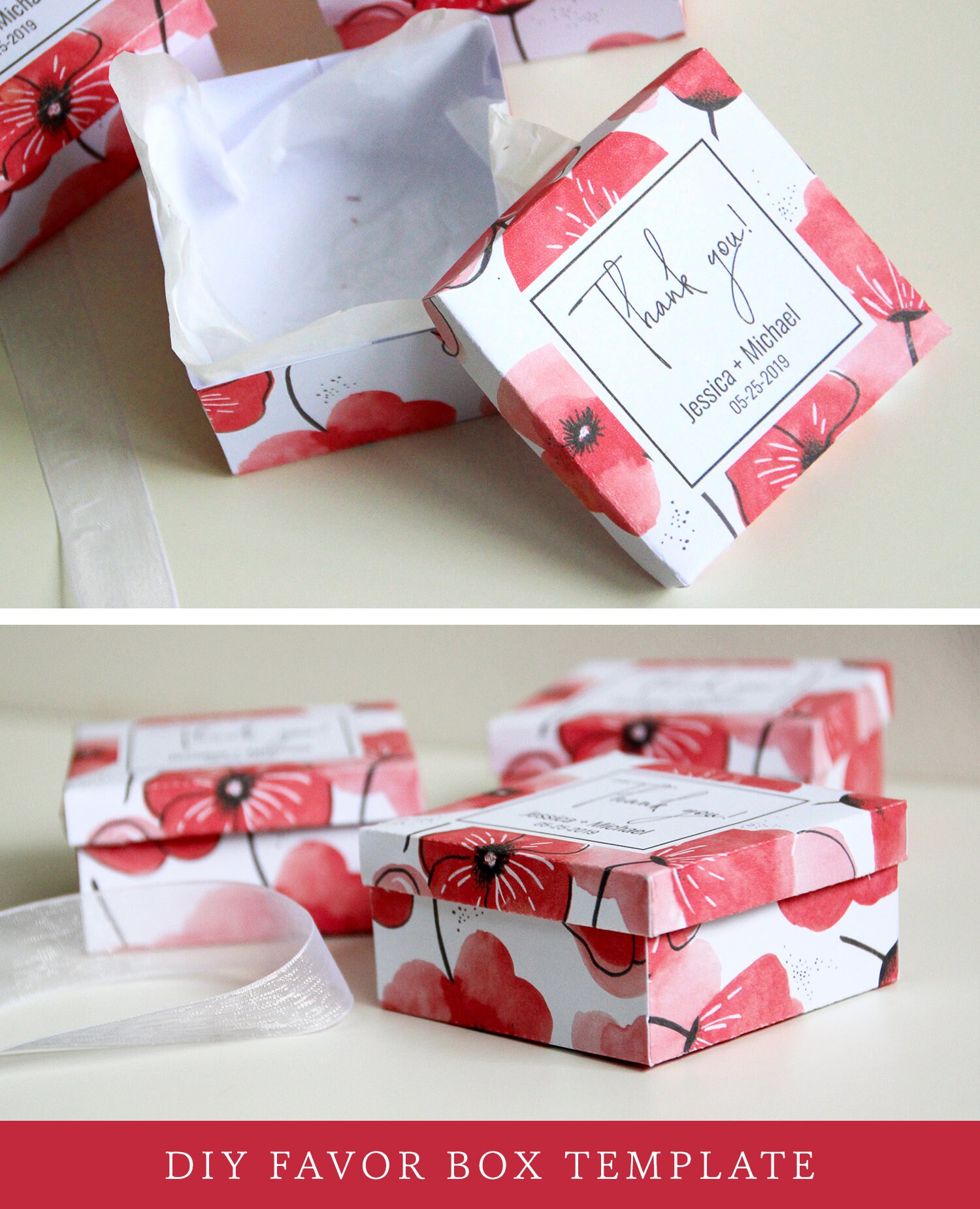 Floral Favor Box Template Small Gift Box Printable DIY | Etsy