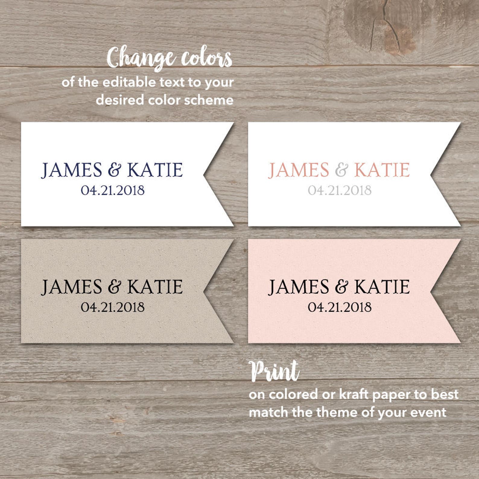 Editable Toothpick Flag Template / Favor Flags Drink Straw - Etsy