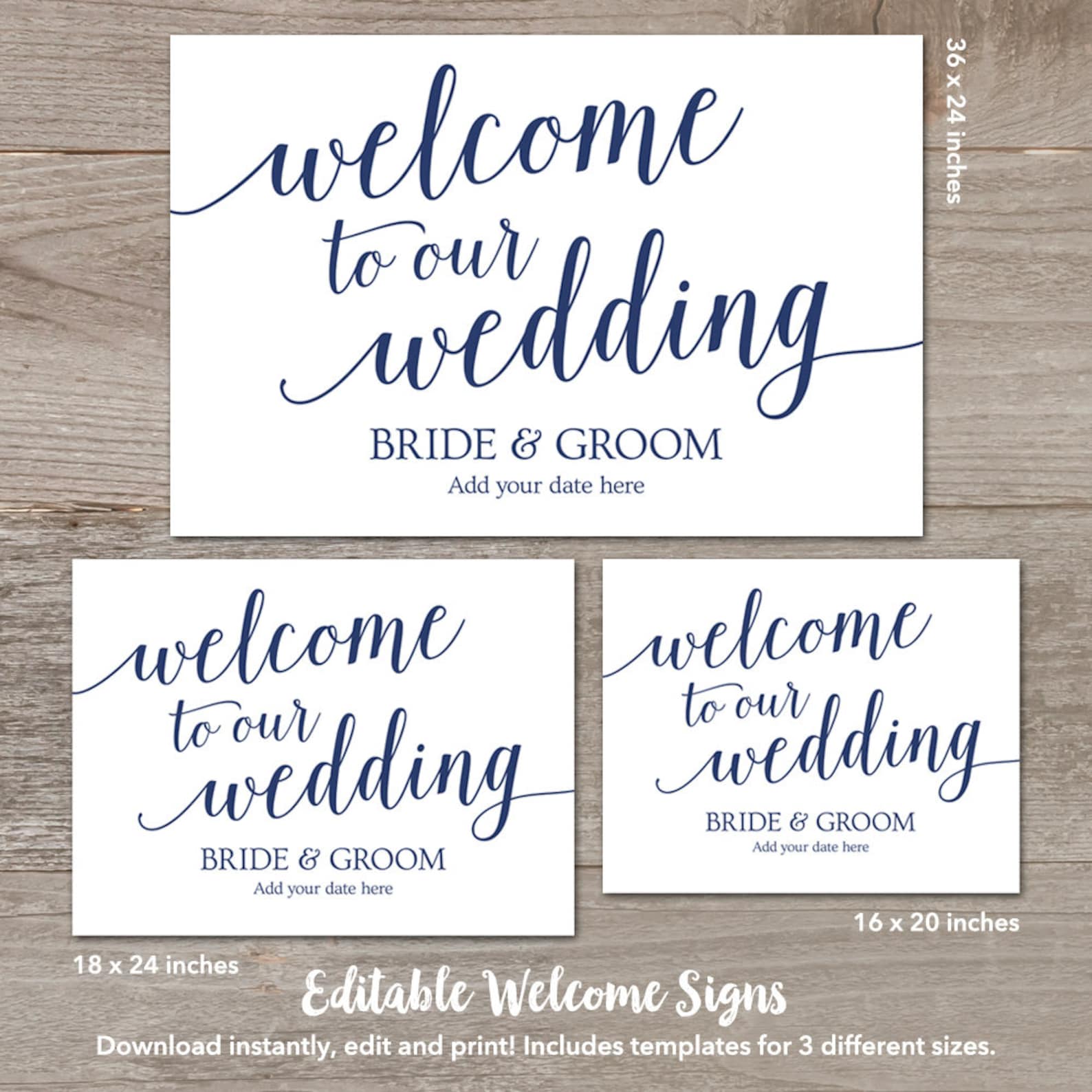 Navy Wedding Welcome Sign Welcome Wedding Sign Printable - Etsy