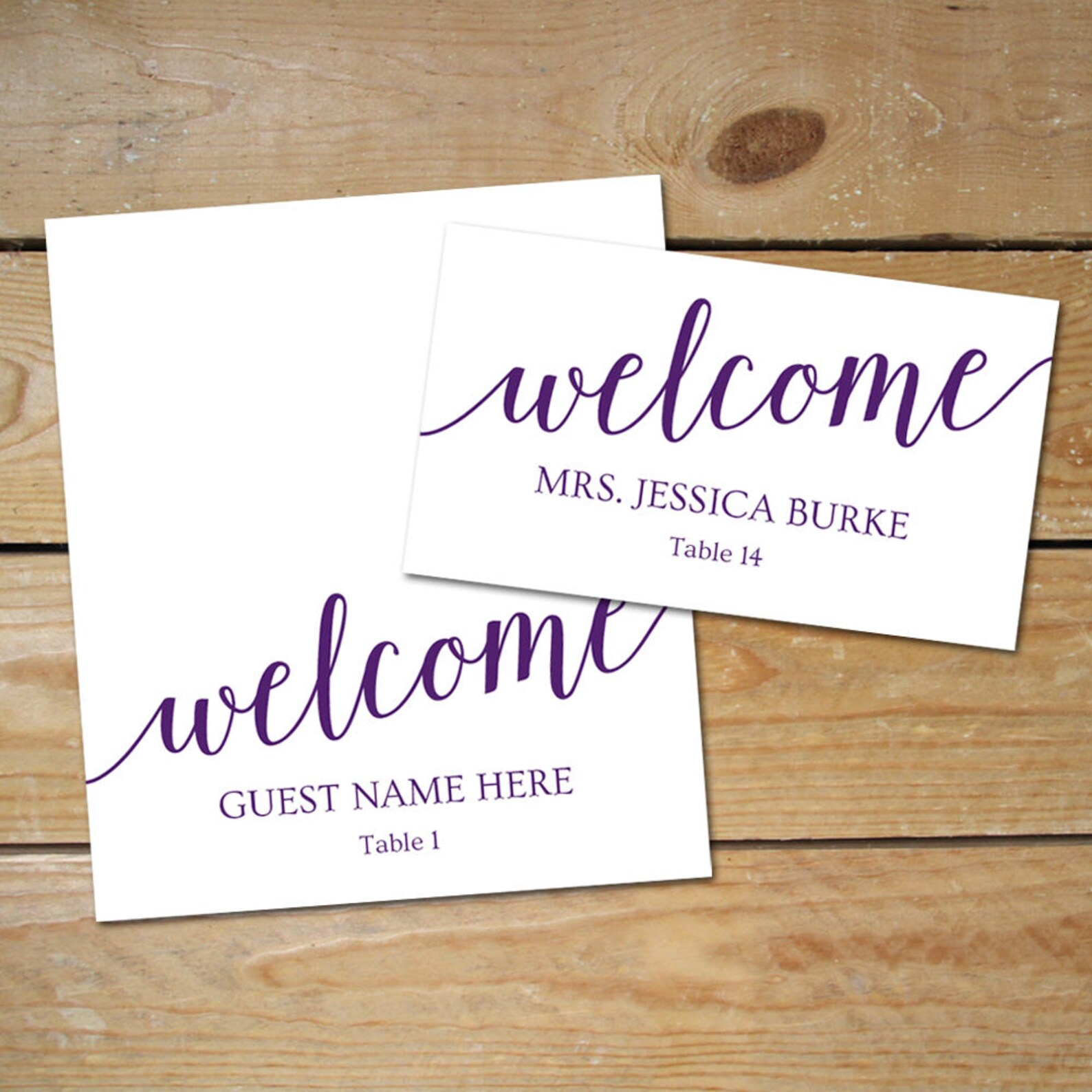 Purple Place Cards Template / Purple Wedding Name Cards / DIY - Etsy