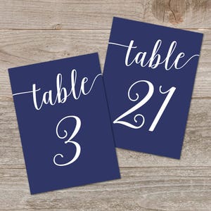 Navy Table Numbers Printable 1-40, Navy Wedding Decor, Table Numbers ...