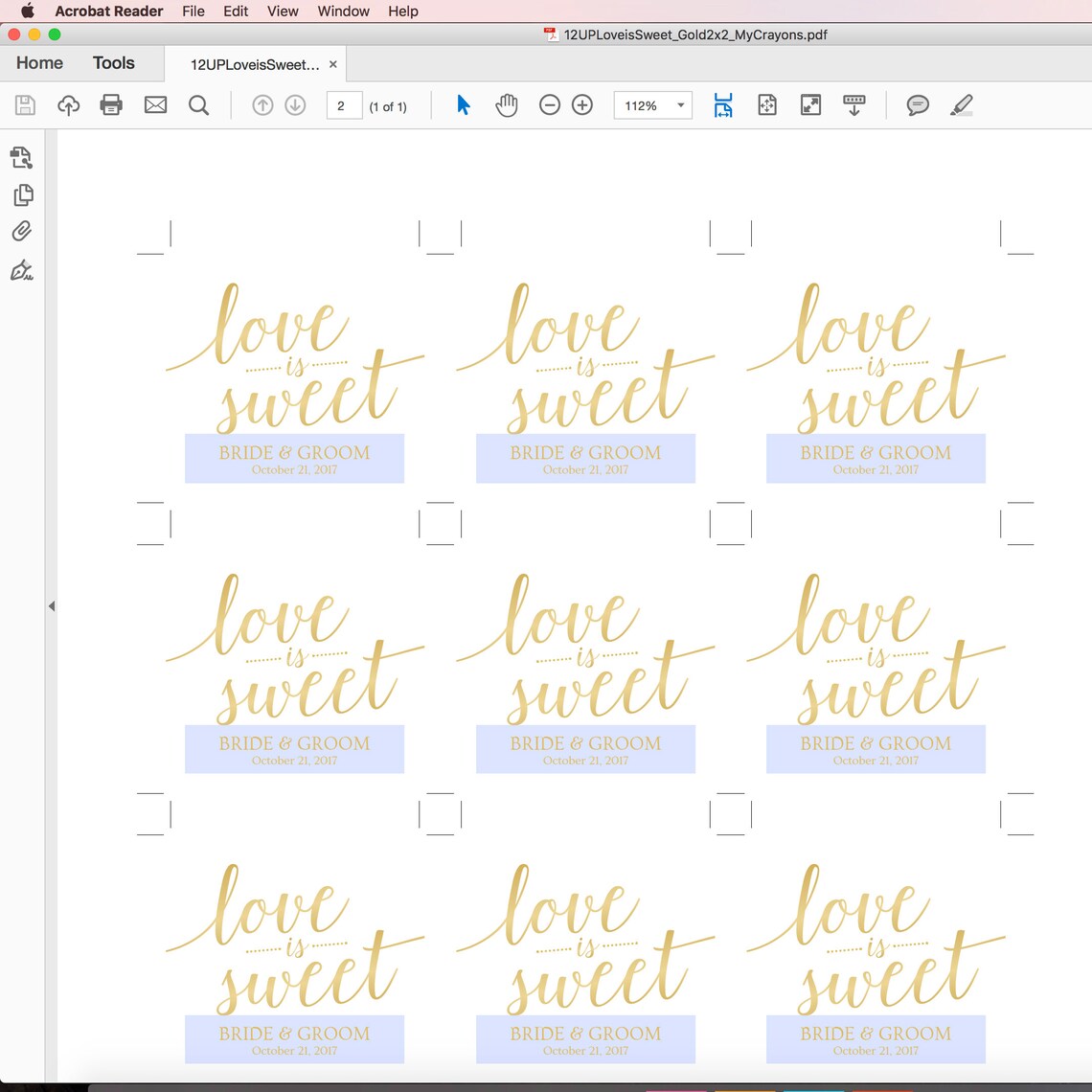 Love is Sweet Tags Printable Gold Wedding Favor Tags | Etsy