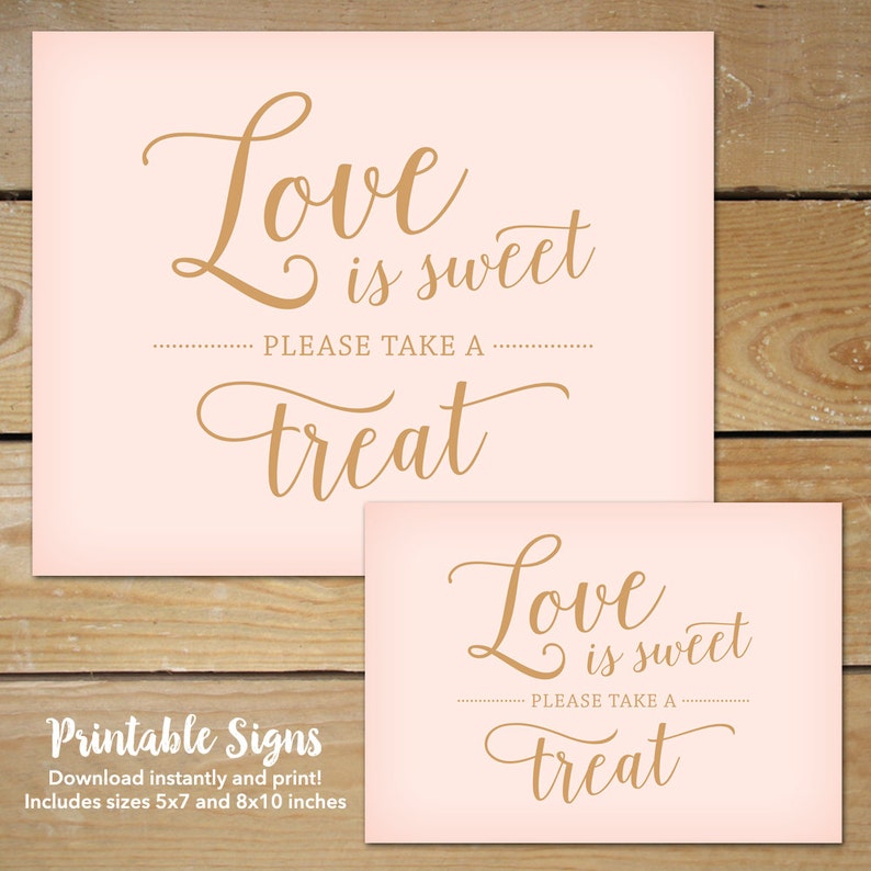 Love is Sweet Sign / Wedding Dessert Table Sign / Blush Pink | Etsy
