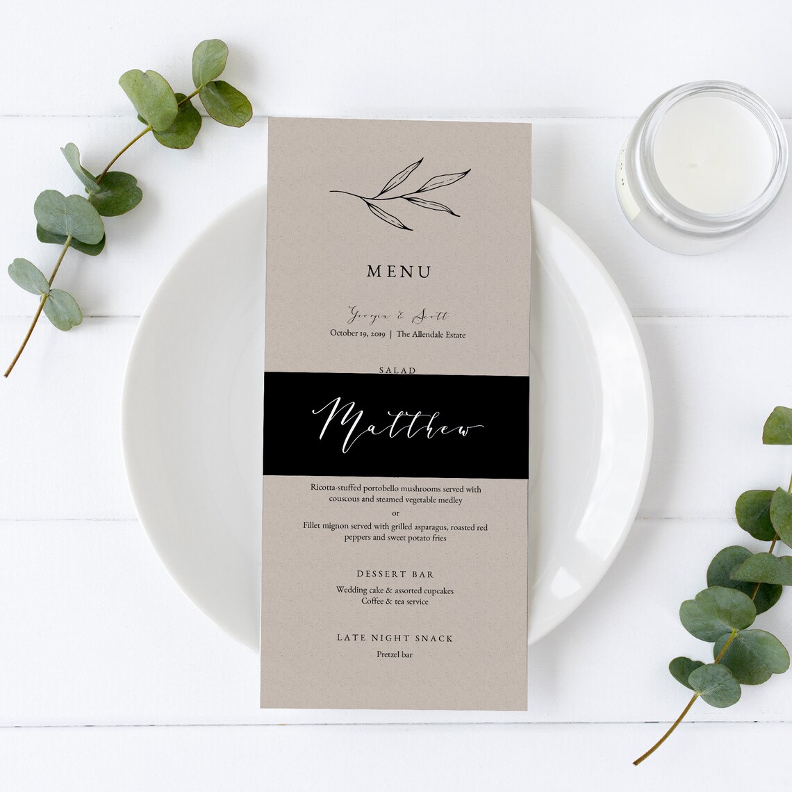 Rustic Wedding Menu Template Place Card Template Wedding - Etsy