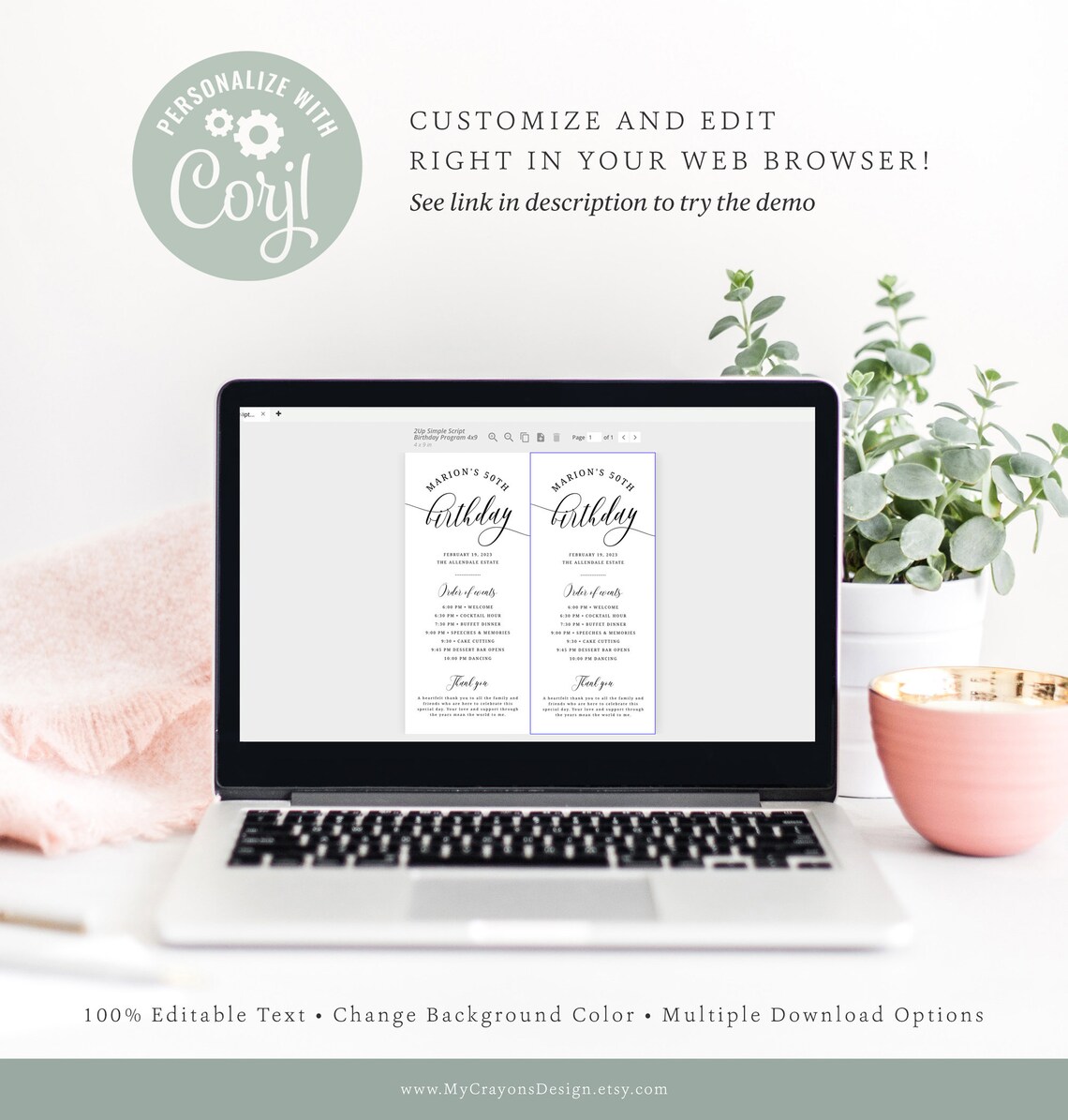 Birthday Program Template Birthday Itinerary Template - Etsy