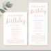 Birthday Program Template, Rose Gold Birthday Party, Editable Program ...