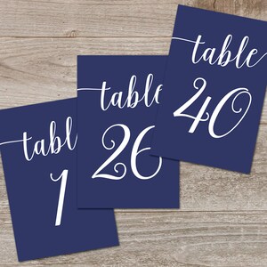 Navy Table Numbers Printable 1-40, Navy Wedding Decor, Table Numbers ...
