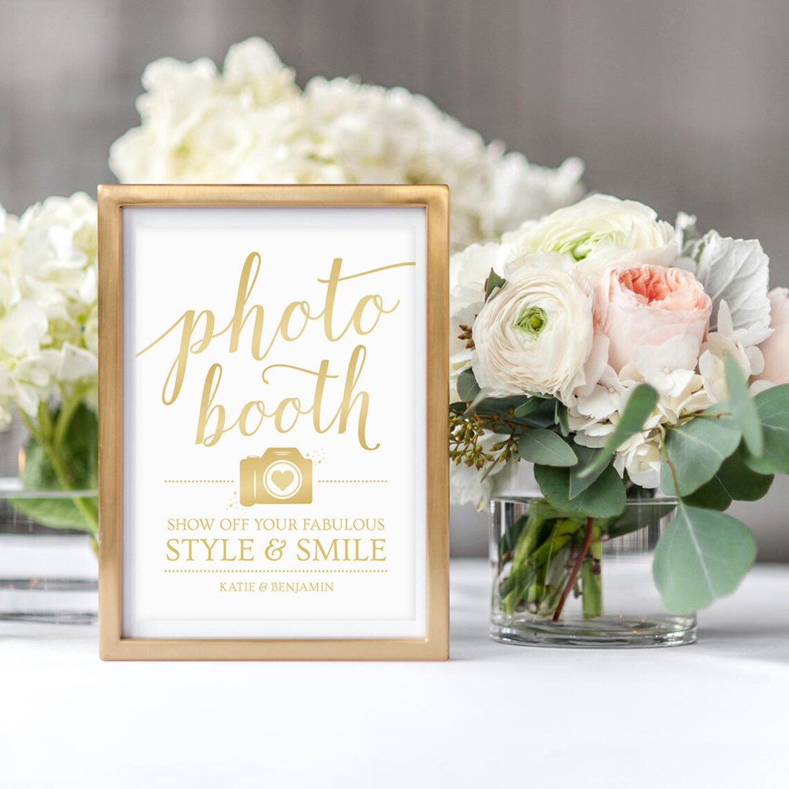 Photobooth Sign Wedding Photo Booth Template Gold Wedding | Etsy