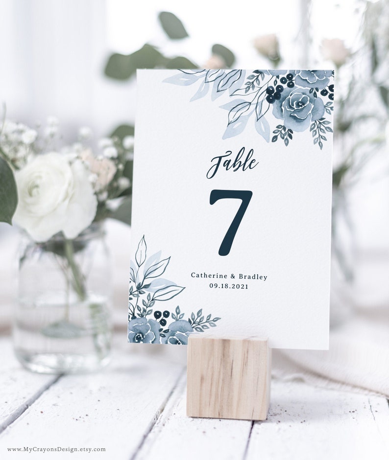 Dusty Blue Table Numbers Template Wedding Printable Blue - Etsy