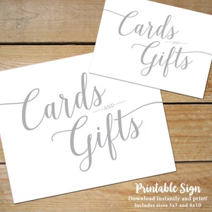 Silver Wedding Cards Sign / Printable Cards and Gifts Sign / Instant ...