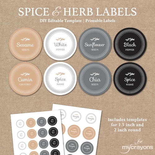 Editable Spice Jar Labels // DIY Printable Kitchen Labels // - Etsy