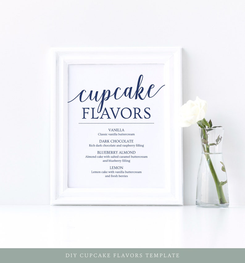 Cupcake Flavors Sign Dessert Table Sign Editable Wedding - Etsy